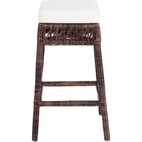 JONATHAN Y Bali Rattan Backless Counter Stool - Dark Brown (29.5" Bar Stool)